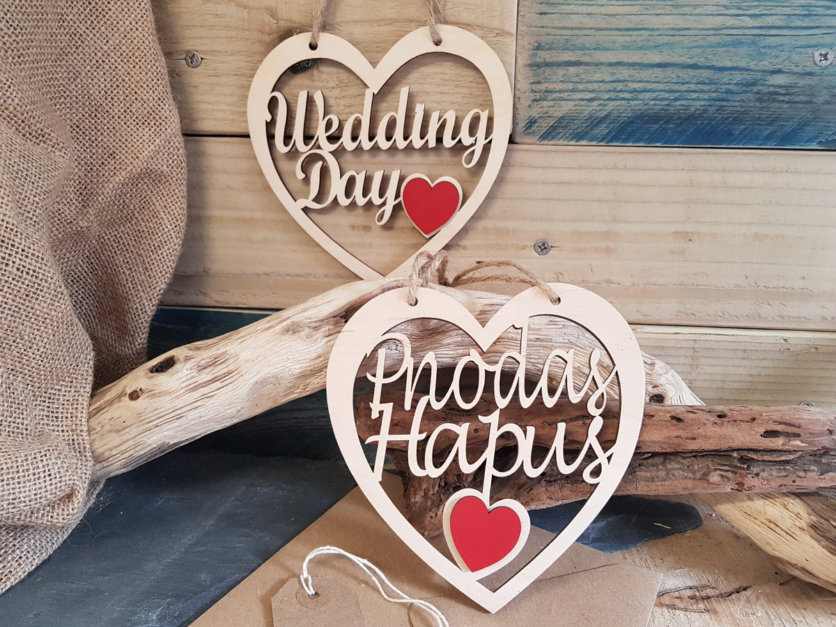 Priodas, Wedding Favour Fretwork Wood Heart – Dawns Welsh Gifts