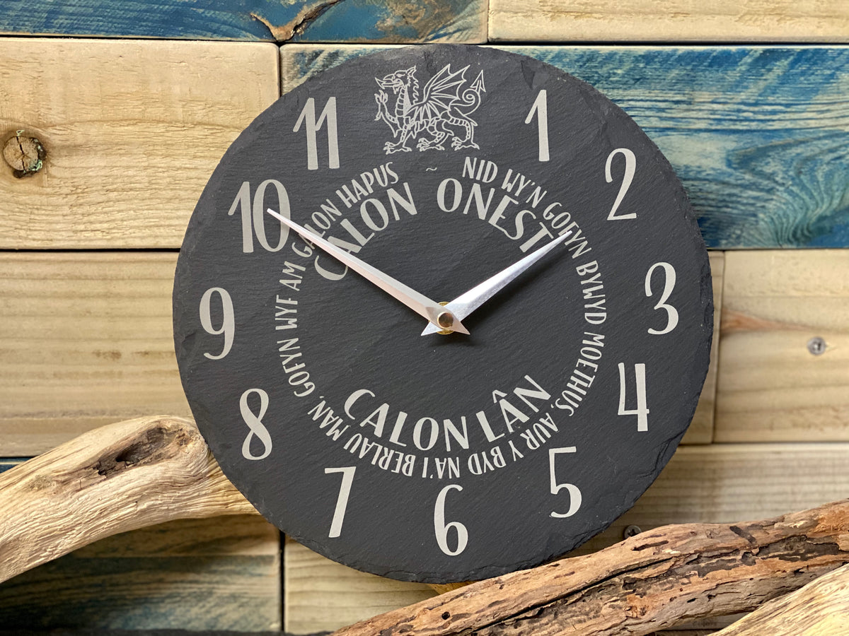 Slate Calon Onest Clock – Dawns Welsh Gifts
