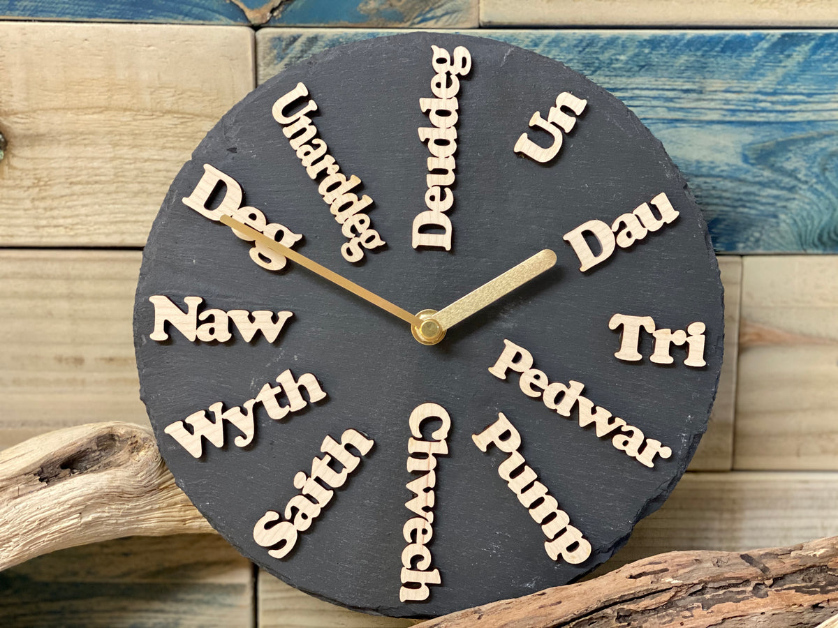 Slate Clock with Maplewood Detail – Dawns Welsh Gifts